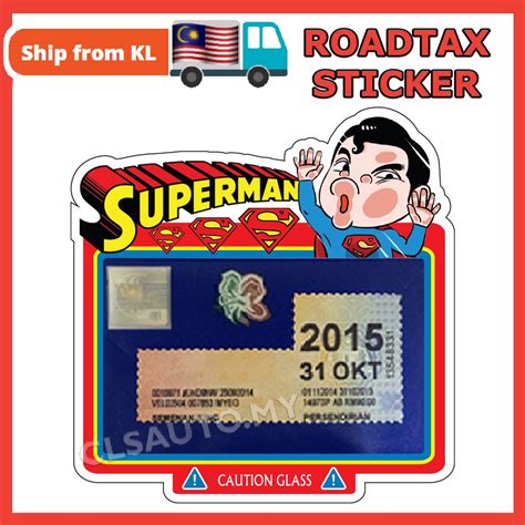 Car Roadtax Sticker Cute Cartoon Kartun Funny Design Road Tax Hit Wall