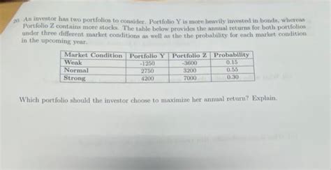 Solved A An Investor Has Two Portfolios To Consider