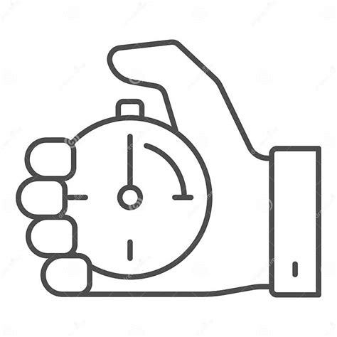 Stopwatch Button Turn On Thin Line Icon Timer Ticking Concept Vector Graphics Stock