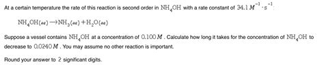Solved At A Certain Temperature The Rate Of This Reaction Is