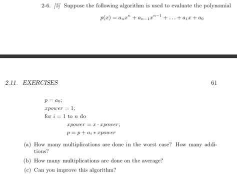Time Complexity Algorithm For Evaluating Polynomials Computer