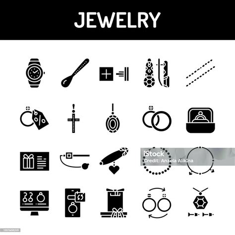 Ilustración De Conjunto De Iconos De Línea De Color De Joyería Elemento