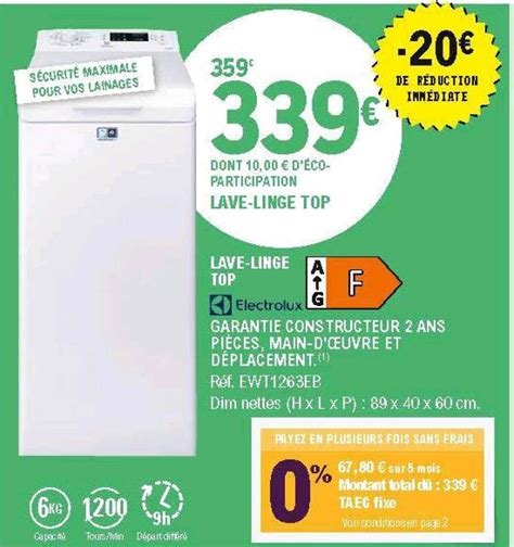 Promo Lave linge Top électrolux chez E Leclerc iCatalogue fr