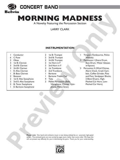 Morning Madness A Novelty Featuring The Percussion Section Concert