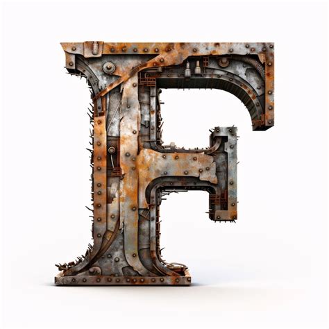 Premium Photo Rusty Metal Font Letter F 3D Render Illustration Isolated On White Background