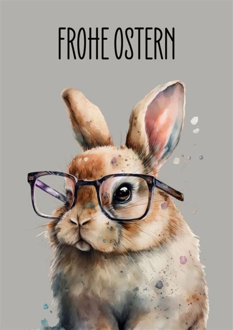 Osterhase Mit Brille Ostergrußkarte Frohe Ostern Ocardoo