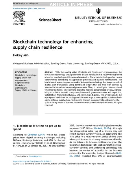 Pdf Blockchain Technology For Enhancing Supply Chain Resilience