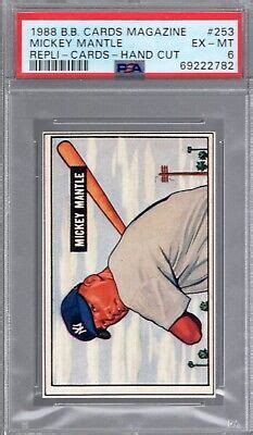 1988 B B Cards Magazine 253 MICKEY MANTLE PSA 6 Repli Cards RARE 1951