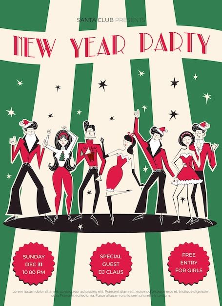Premium Vector Night Club Retro New Year Party Invitation With