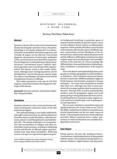 Pdf Systemic Sclerosis A Rare Case
