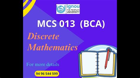 DISCRETE MATHEMATICS MCS 013 BCA 2 SEM PART 3 YouTube