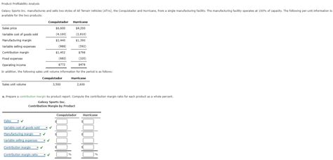 Solved A Prepare A Contribution Margin By Product Report