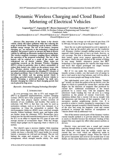 Dynamic Wireless Charging And Cloud Based Metering Of Electrical Vehicles Pdf Electric