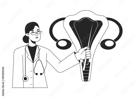 Gynecology Obstetrics Bw Concept Vector Spot Illustration Female