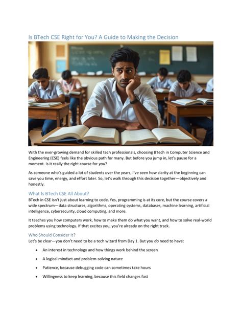 Ppt Is Btech Cse Right For You A Guide To Making The Decisiondocx