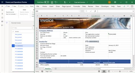 在 Microsoft Excel 中将新字段添加到业务文档模板 Finance And Operations Dynamics 365