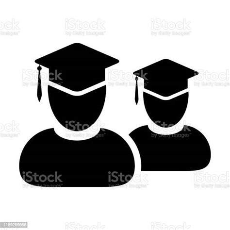 학위 아이콘 벡터 남성 그룹 학생 사람 프로필 아바타 와 박격포 보드 모자 기호 용 학교 대학 및 대학 졸업 평면 컬러 문맥 Pictogram Educational