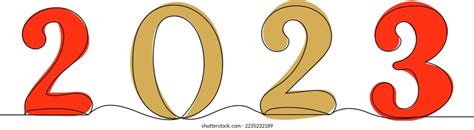 2023 Year Sketch Continuous Line Drawing Stock Vector Royalty Free