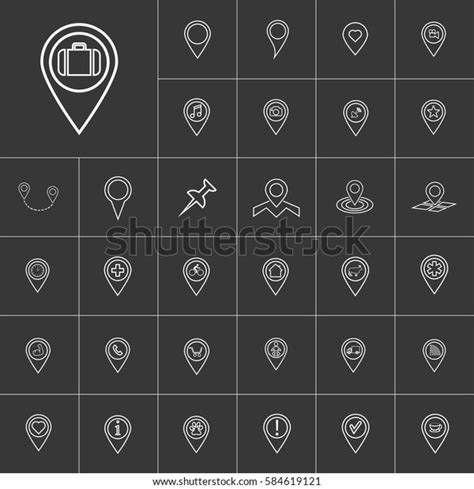Travel Map Pin Icon Set Web Stock Vector Royalty Free Shutterstock