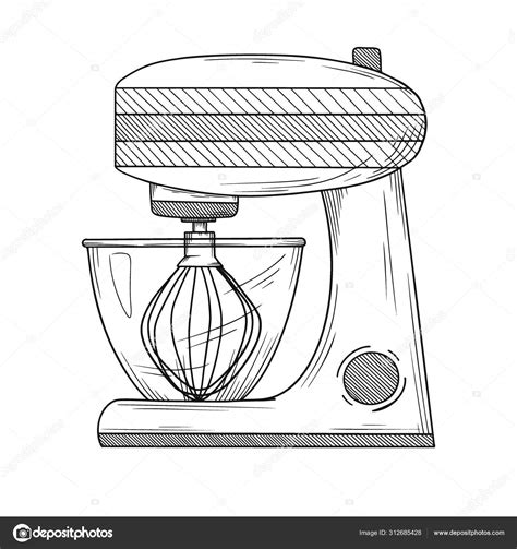 Food Processor With Different Nozzles Isolated On White Background
