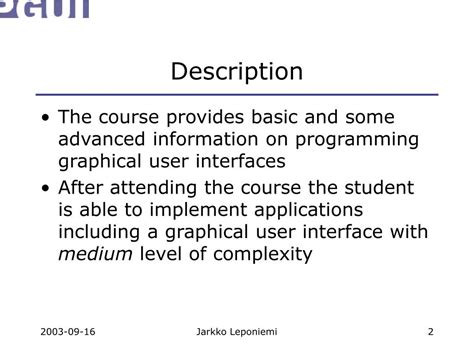 Ppt Programming Graphical User Interfaces Powerpoint Presentation