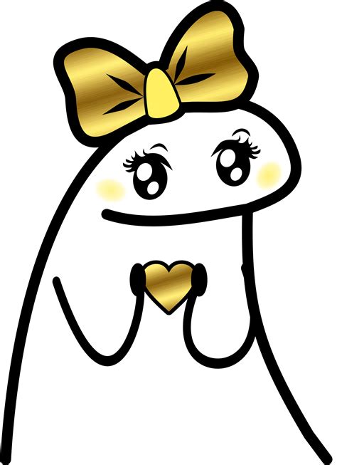 Flork Coração Dourado Figurinha Whatsapp Png