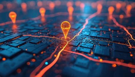 Digital Map Interface Showing Property Plots With Connected Location Markers Lines Technology