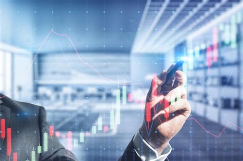 Premium Photo Close Up Of Businessman Hand Pointing At Glowing Forex Chart On Blurry Office