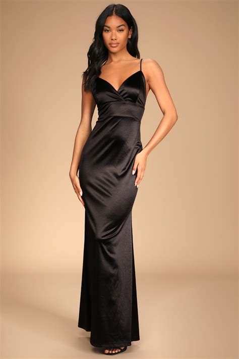 Black Maxi Dress Satin Maxi Dress Mermaid Maxi Dress Lulus