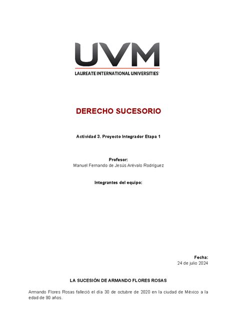 A3 Mitf Actividad 3 Derecho Sucesorio Derecho Sucesorio Actividad 3