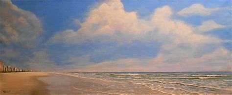 Panoramic View Of Myrtle Beach Original Oil Painting Stretched Beach Pictures Original Oil