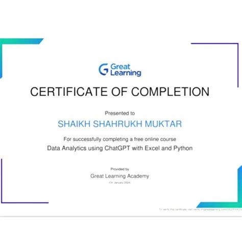 Shahrukh Shaikh On Linkedin Greatlearningacademy Greatlearning Glacertificate