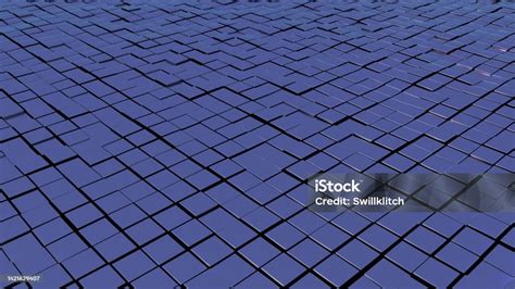 다양한 높이의 정사각형 타일이있는 추상적 인 배경 반짝이는 폴리 고령 말뚝 바닥 원근감이있는 추상적 인 아키텍처 장면 3차원 형태에 대한 스톡 사진 및 기타 이미지 Istock