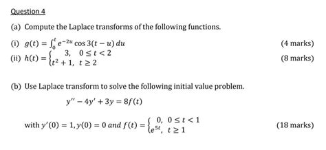 Solved A Compute The Laplace Transforms Of The Following
