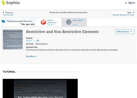 Sophia Restrictive And Non Restrictive Elements Instructional Video