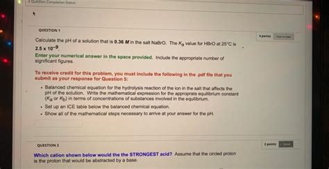 Solved Calculate The PH Of A Solution That Is 0 36M In The Chegg Com