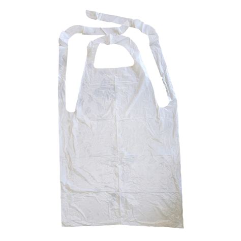 46 X 28 Disposable White Heavy Weight Plastic Apron Foter