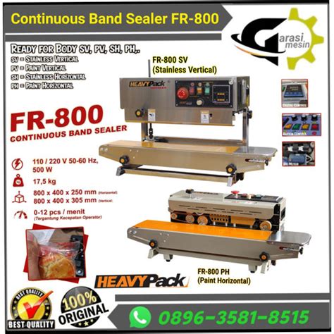 Jual Continuous Band Sealer Mesin Segel Plastik FR 800 Series HEAVYPACK