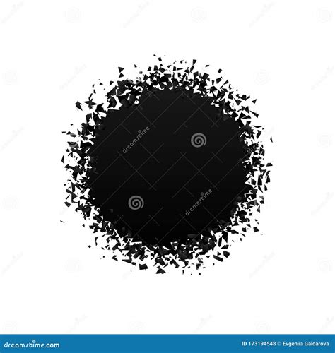Exploding Round With Debris Isolated Black Illustration