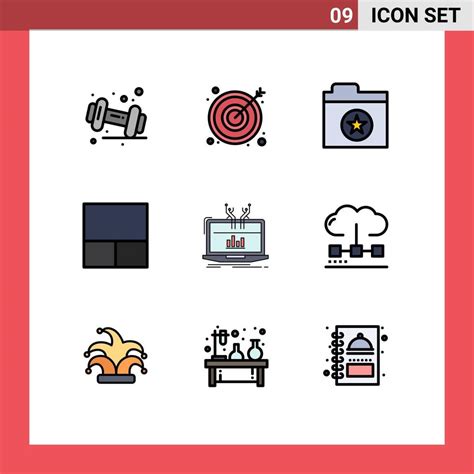 Stock Vector Icon Pack Of 9 Line Signs And Symbols For Cloud Online