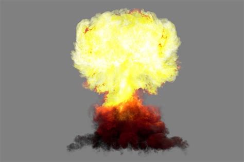 폭발 화재와 원자 폭탄 또는 회색에 고립 된 다른 큰 폭발물에서 연기 모양 큰 매우 상세한 버섯 구름 폭발의 3d 그림 계시록에 대한 스톡 사진 및 기타 이미지 Istock
