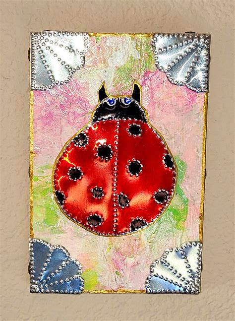 Mexican Tin Punch Ladybug Panel By Artist Katie Johnson Etsy
