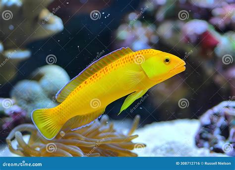 Yellow Coris Wrasse Halichoeres Chrysus Stock Illustration