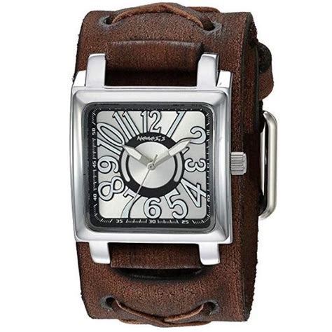 Nemesis Unix Square Case 3 D Dial Watch With Brown Vintage X Cuff Leat