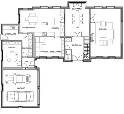 Plan Gelijkvloerse Verdieping Villa Landelijke Stijl Deel 1