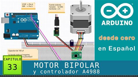 Arduino desde cero en Español Capítulo 33 Paso a paso bipolar y