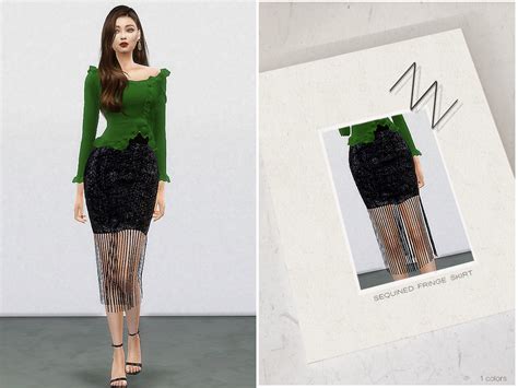 The Sims Resource Sequined Fringe Skirt