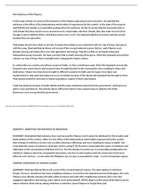 Indolence Of The Filipino People Pdf Pdf Philippines