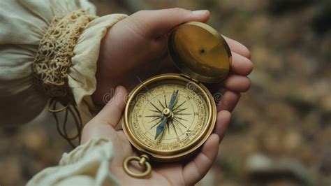 Someone Is Holding The Compass Stock Image Image Of Leisure Orientation 339105209