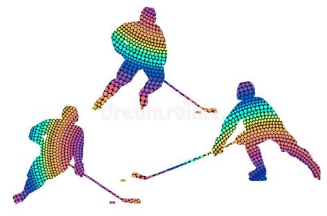 Colorful Hockey Player Silhouettes Isolated Vector Colored Images